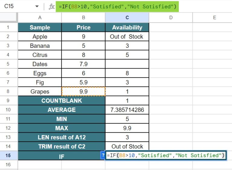 Basic Google Sheets Formulas - Top 10 Formulas and Functions