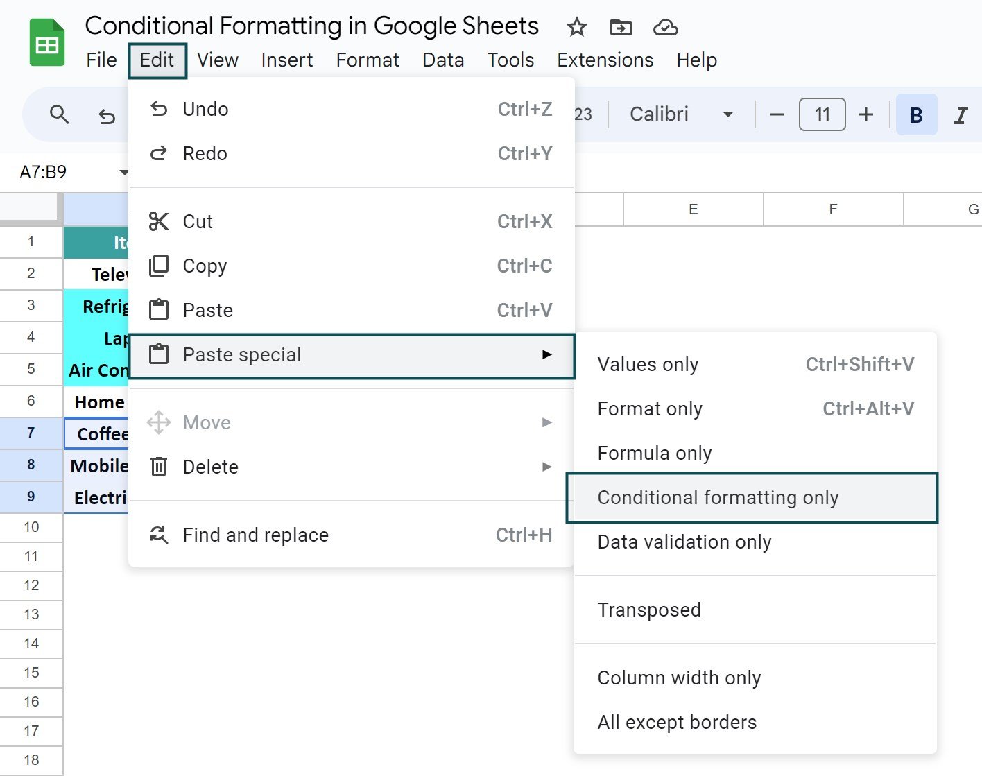 Conditional Formatting In Google Sheets - Examples, Edit Rules