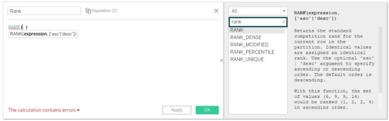 Tableau Rank Function Syntax Variants Examples How To Use