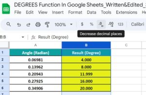 DEGREES Function In Google Sheets - Definition, How To Use?