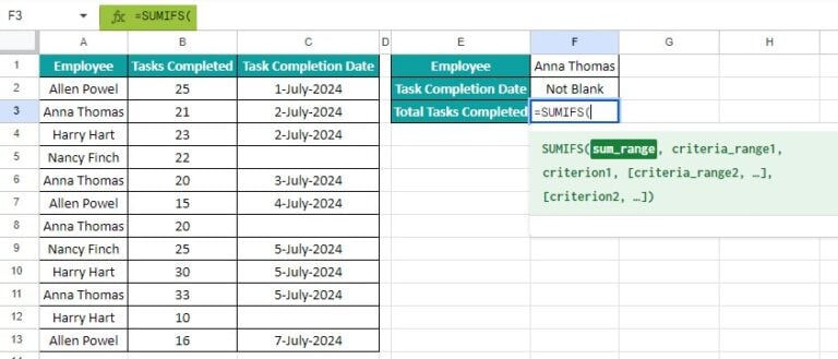 SUMIFS In Google Sheets - What Is It, Examples, How To Use?