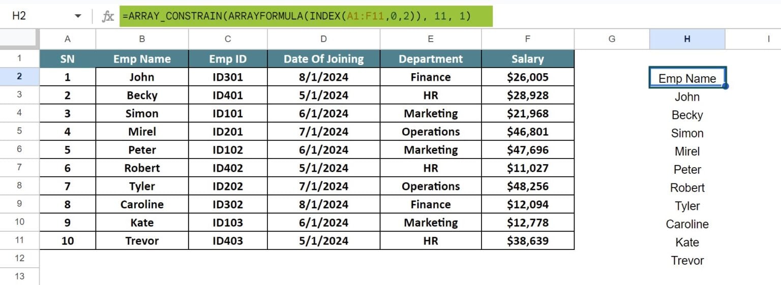 INDEX In Google Sheets - Definition, Formula, How To Use?