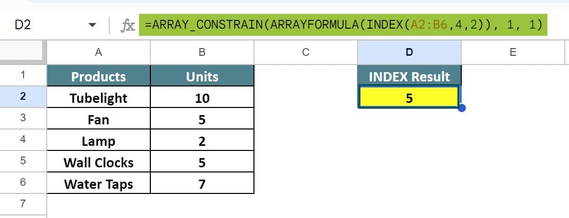 INDEX In Google Sheets - Definition, Formula, How To Use?