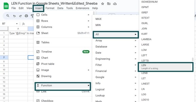 LEN Function In Google Sheets - Definition, Syntax, How to Use?