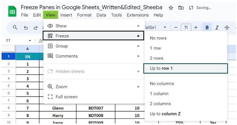 Freeze Panes In Google Sheets - How to Freeze and Unfreeze?