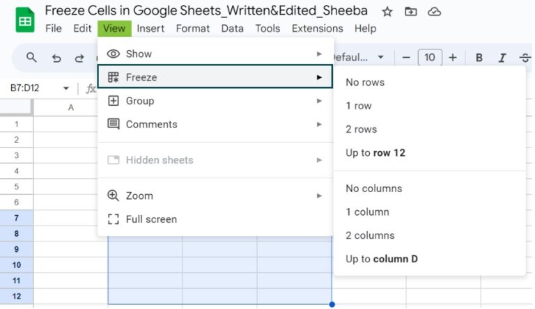 Freeze Panes In Google Sheets - How to Freeze and Unfreeze?
