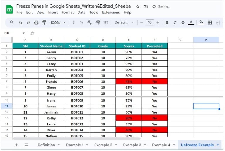 Freeze Panes In Google Sheets - How to Freeze and Unfreeze?