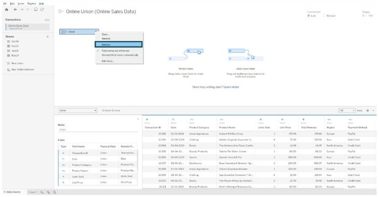 Tableau Union - Definition, Examples, How to Create and Remove?