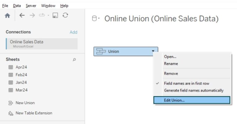 Tableau Union - Definition, Examples, How to Create and Remove?