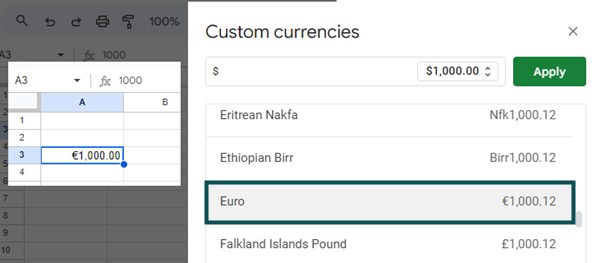 Euro Symbol in Google Sheets - Examples, Shortcut, How to Insert